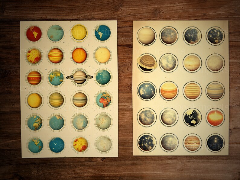 Vintage Printable Planet, Solar System Junk Journal Pages, Space ...