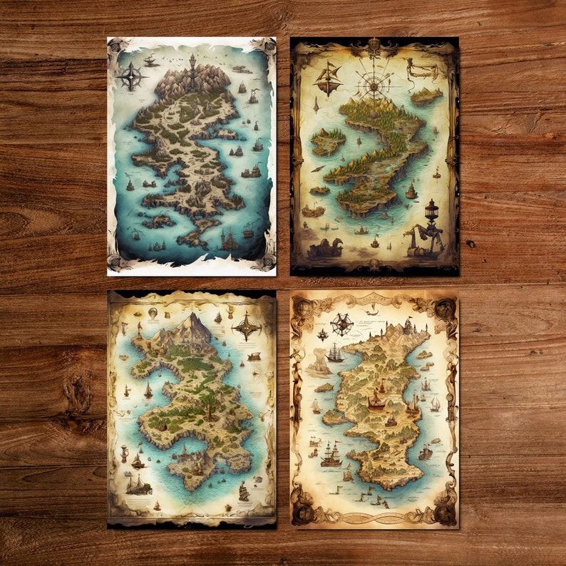 Digital Vintage Treasure Map,bundle Junk Journal Paper, Scrapbook ...