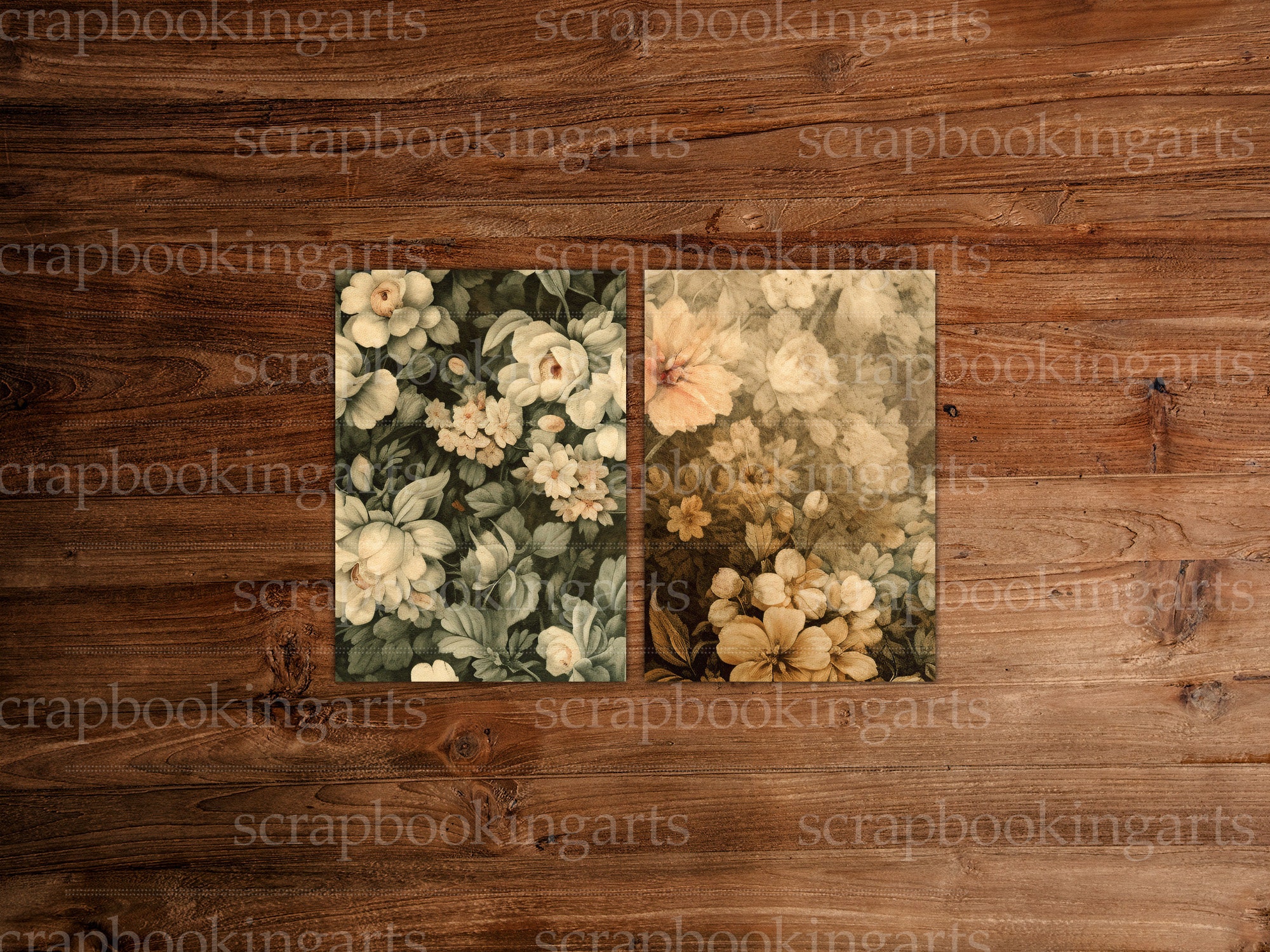 Floral Junk Journal Background, Printable Background, Digital Backdrops ...