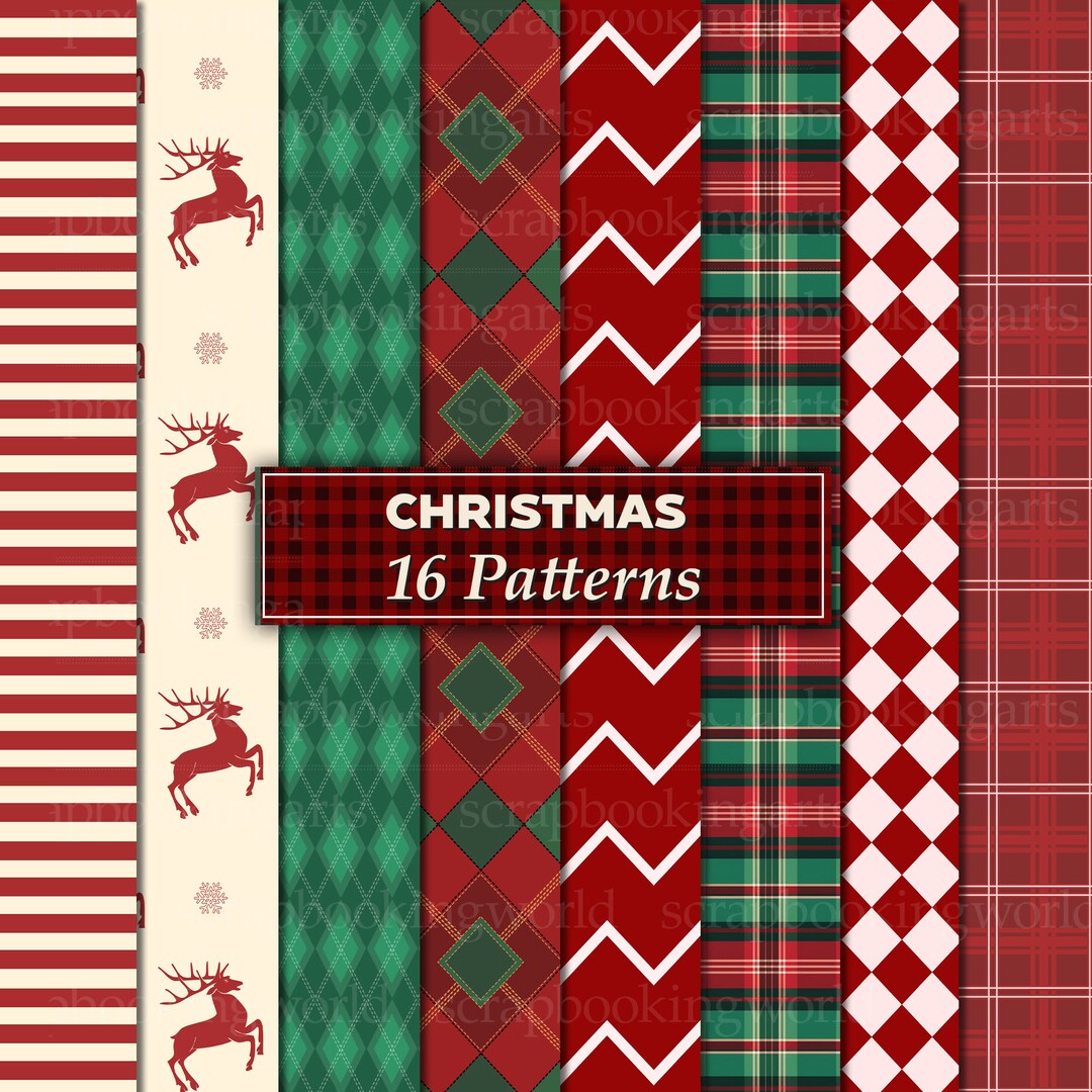 Christmas Themed Patterns, Wrap Papers, Christmas Scrapbook Paper ...