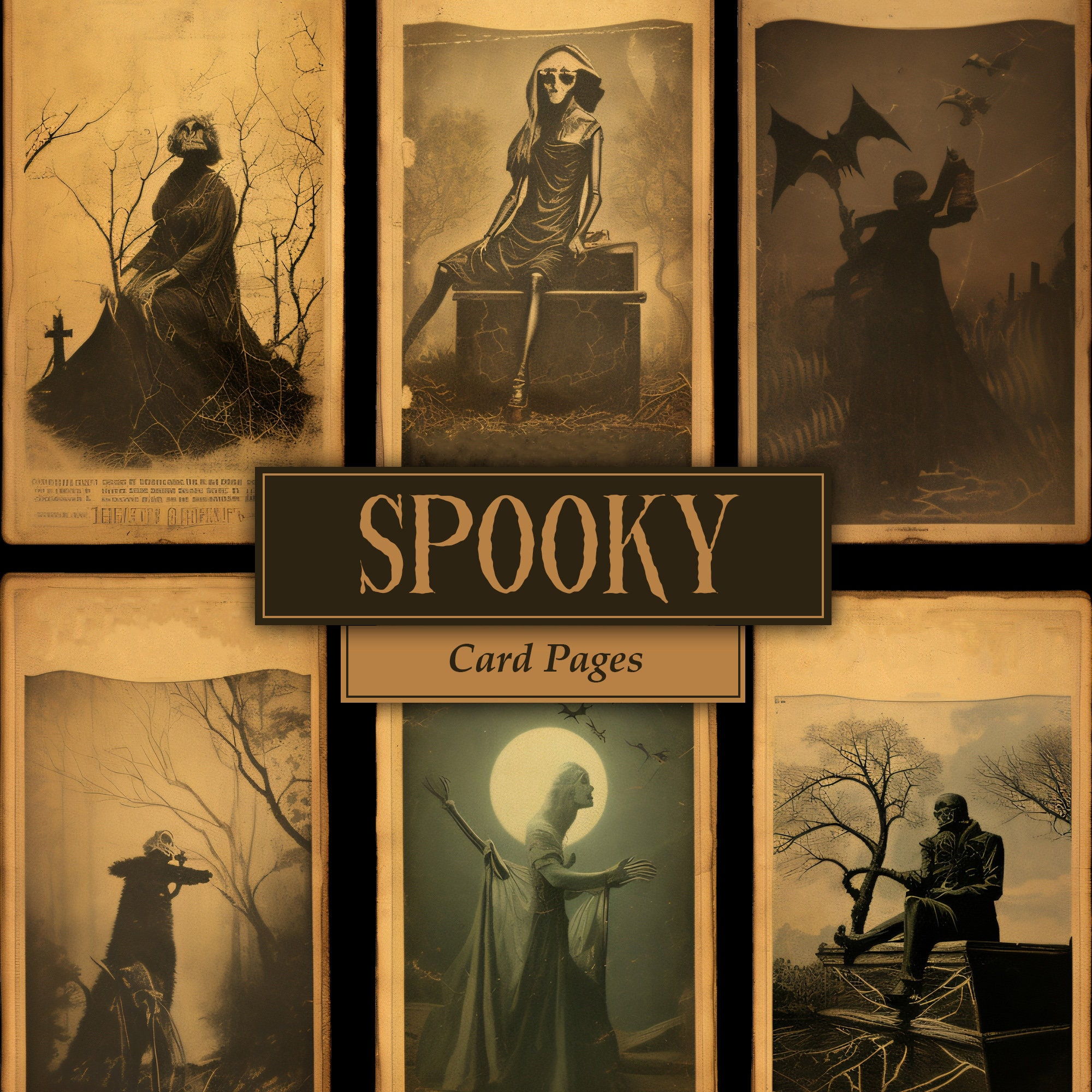 Vintage Spooky Cards, Spooky Printable, Junk Journal Kit, Creepy ...