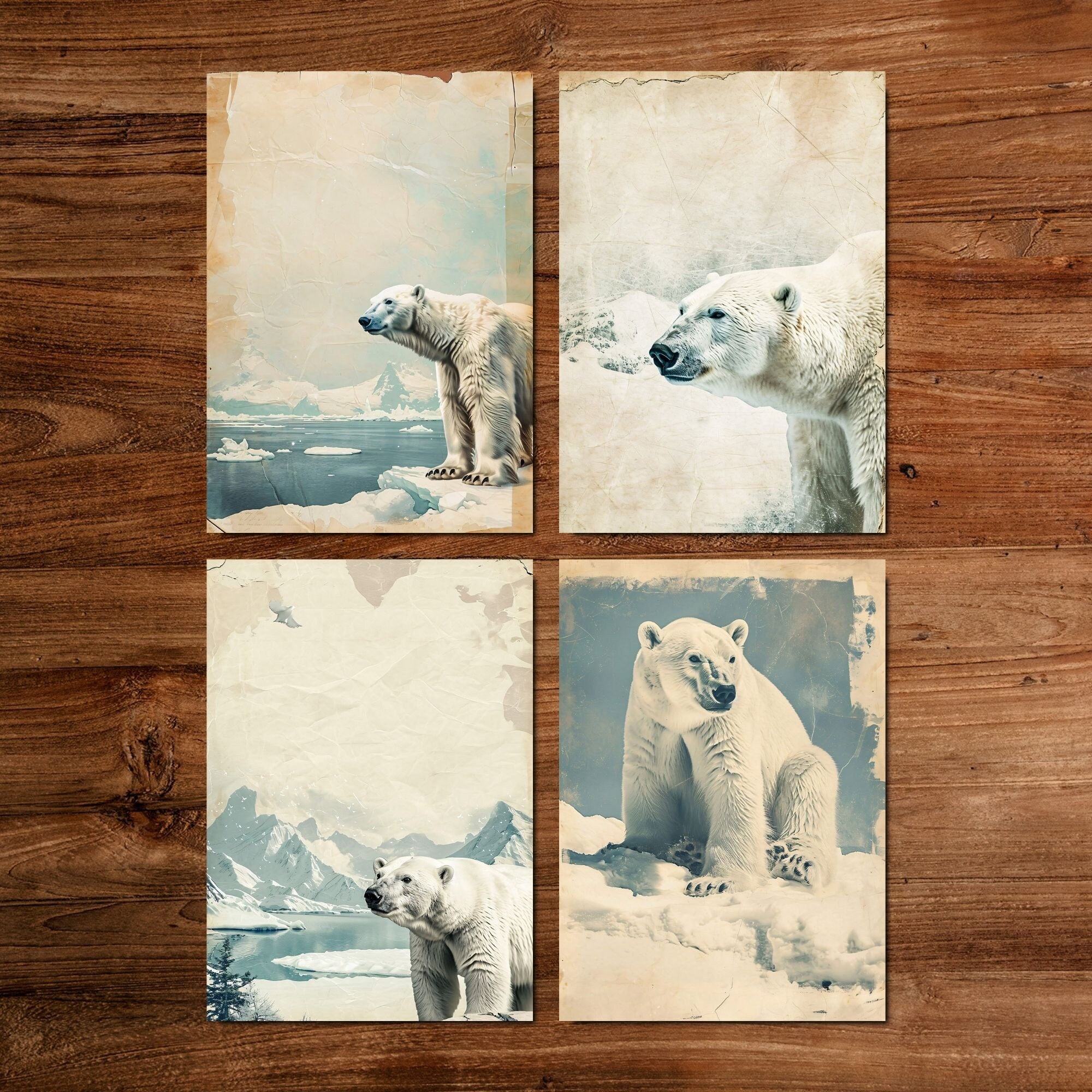 Polar Bear Junk Journal: Vintage Antarctic Scrapbook Pages (digital ...