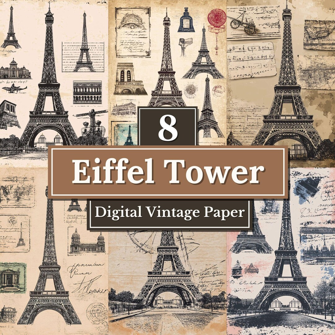 Vintage Printable Eiffel Tower, Old Junk Journal Pages, Paris Printable ...