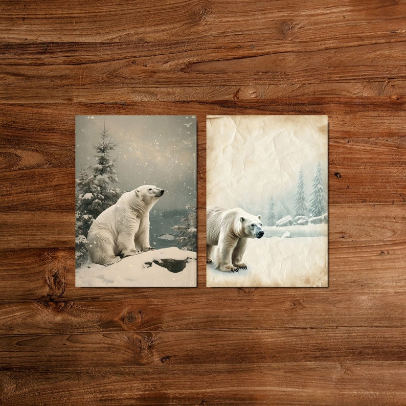 Polar Bear Junk Journal: Vintage Antarctic Scrapbook Pages (digital ...