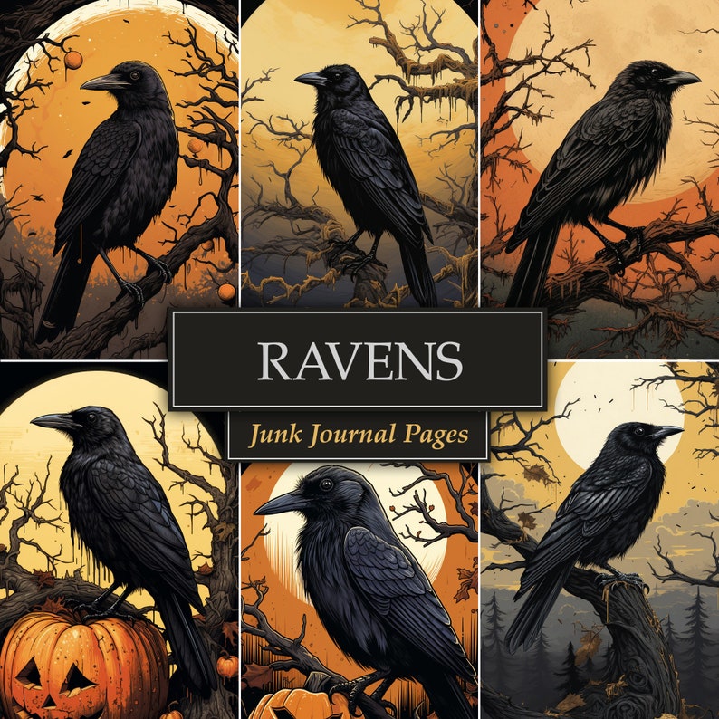 Printable Raven Backgrounds, Junk Journal Digital, Printable Scrapbook ...