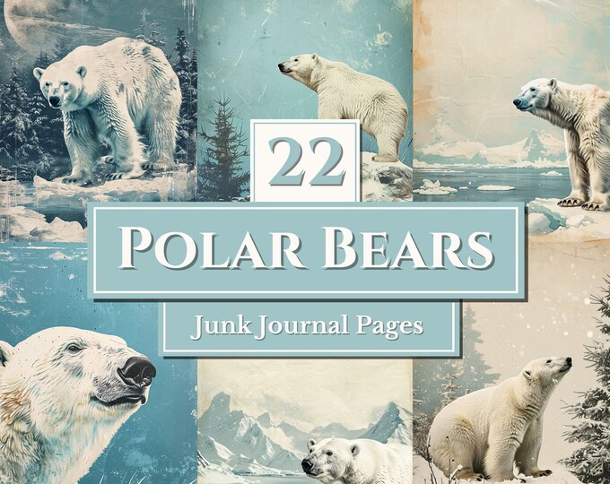 Polar Bear Junk Journal: Vintage Antarctic Scrapbook Pages (digital ...