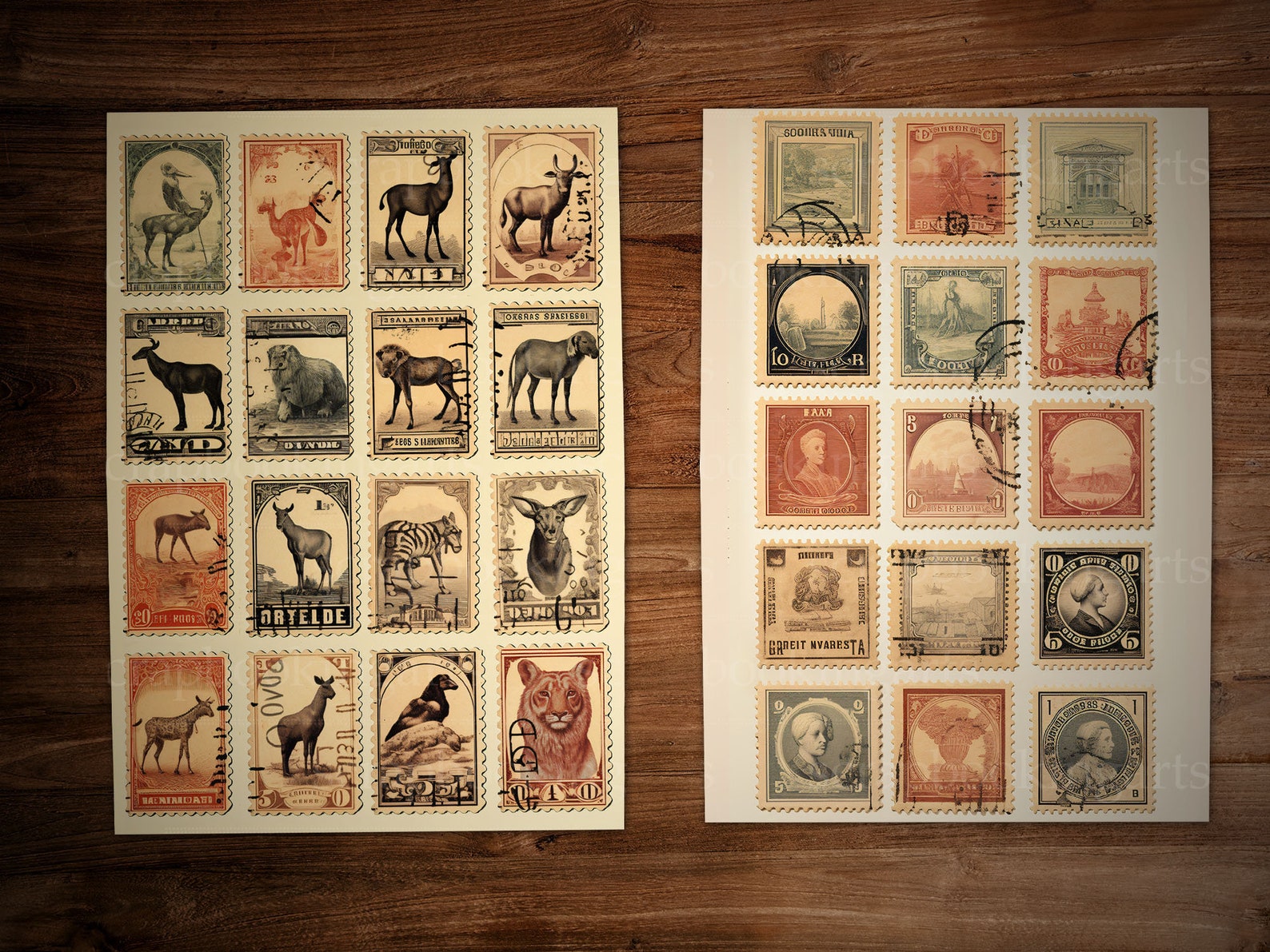 Vintage Postage Stamps, Printable Old Postal Stamps Ephemera, Junk ...