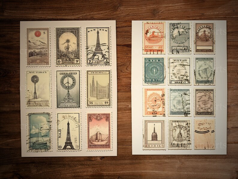 Vintage Postage Stamps, Printable Old Postal Stamps Ephemera, Junk ...