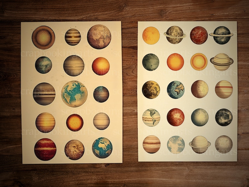 Vintage Printable Planet, Solar System Junk Journal Pages, Space ...