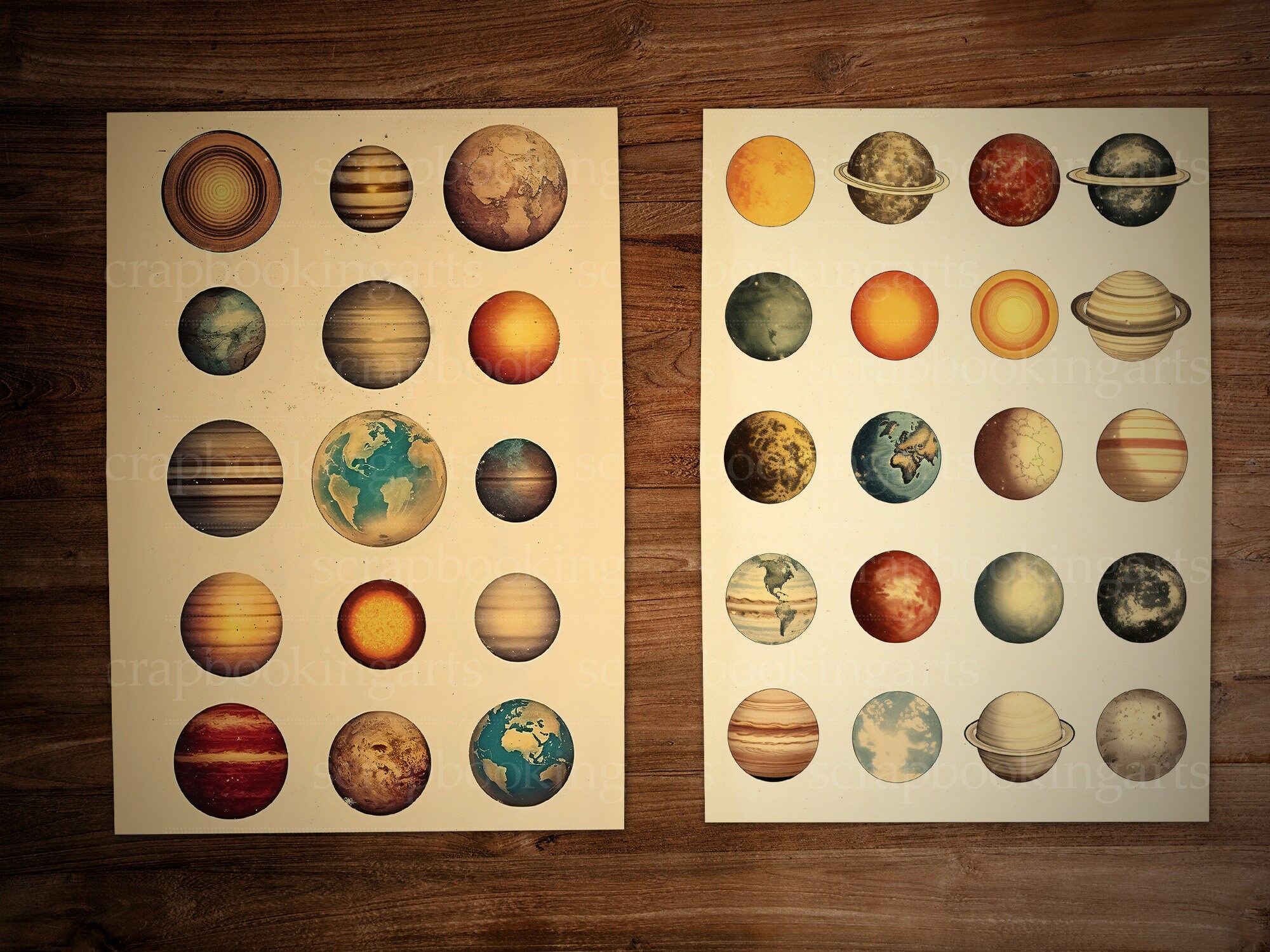 Vintage Printable Planet, Solar System Junk Journal Pages, Space ...