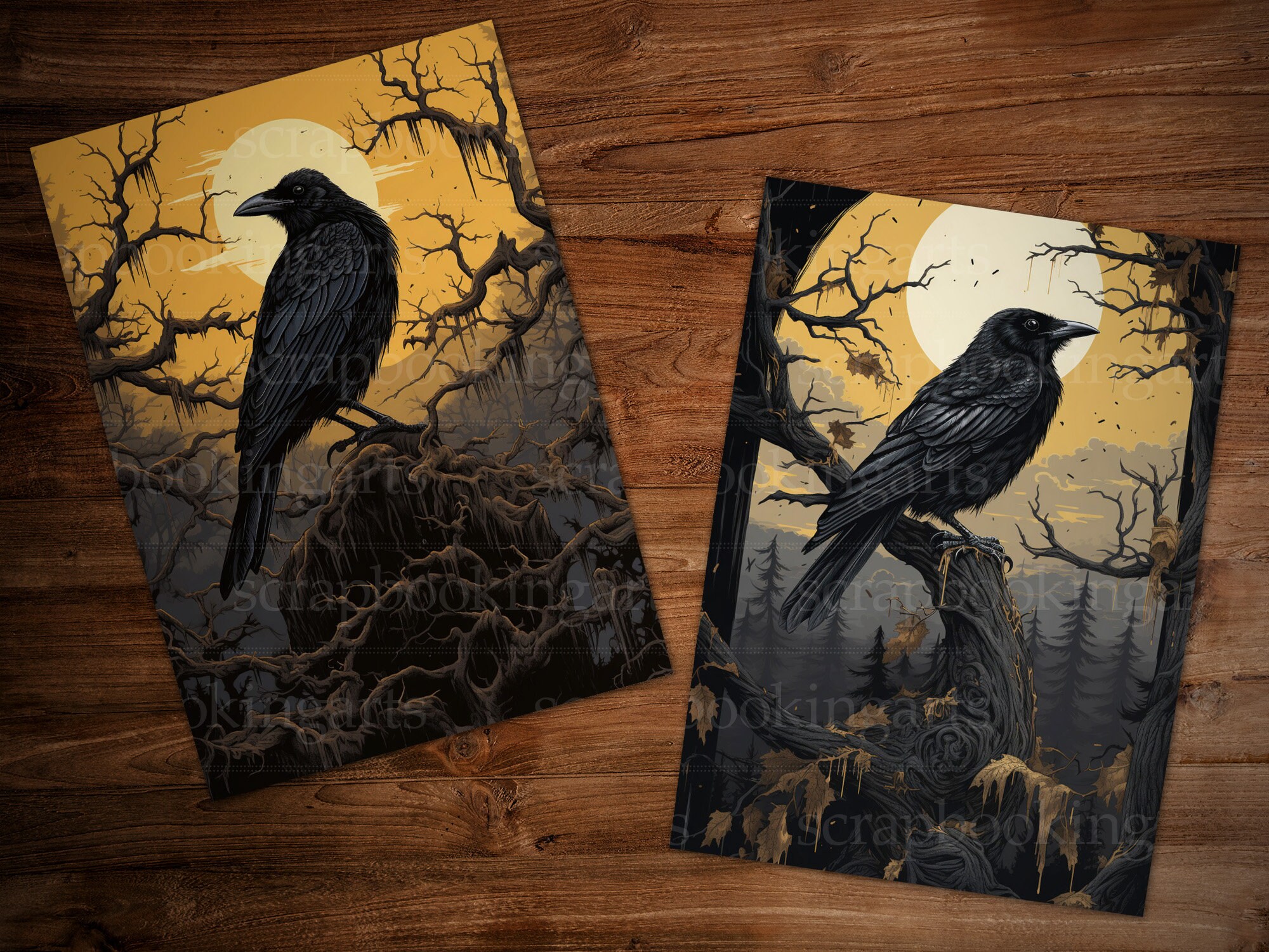 Printable Raven Backgrounds, Junk Journal Digital, Printable Scrapbook ...