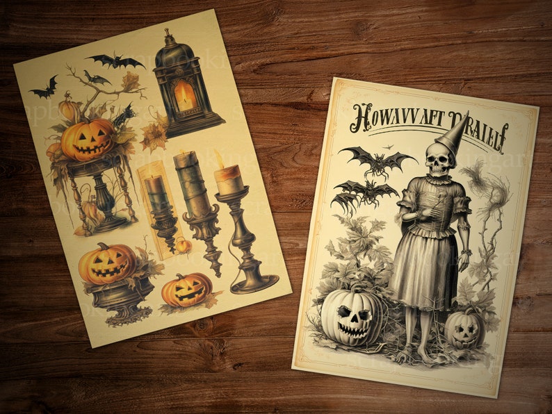 Vintage Halloween Scrapbook Paper: Spooky Junk Journal Kit (digital ...