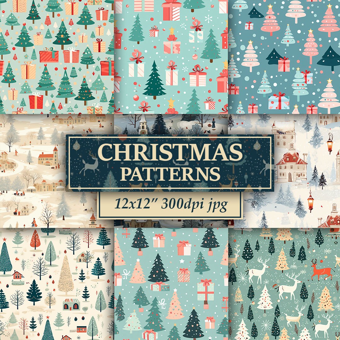 Christmas Patterns Printable, Cute Trees, Printable, Digital Scrapbook ...