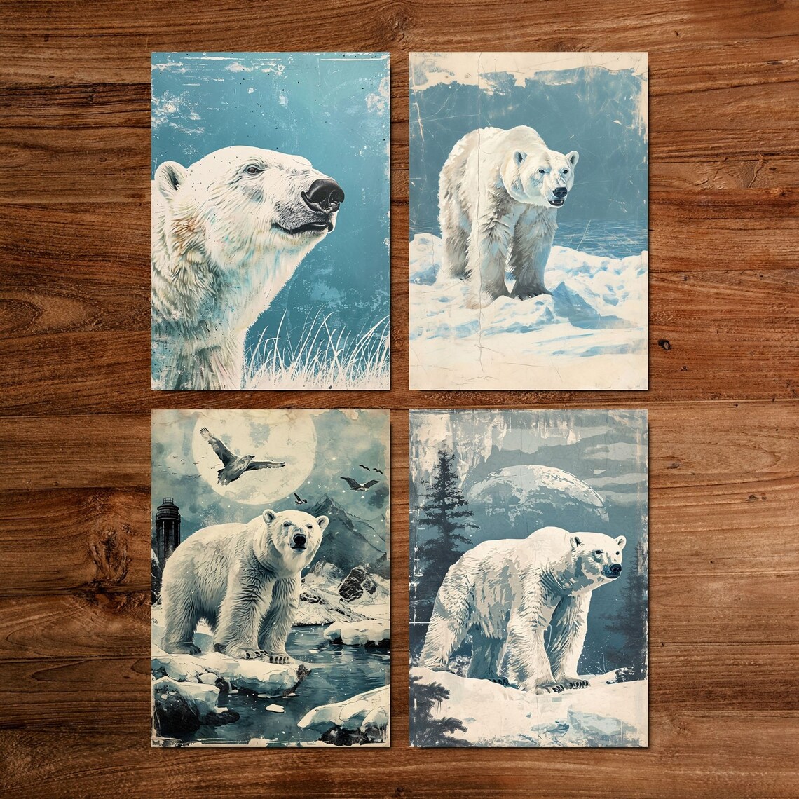 Polar Bear Junk Journal: Vintage Antarctic Scrapbook Pages (digital ...