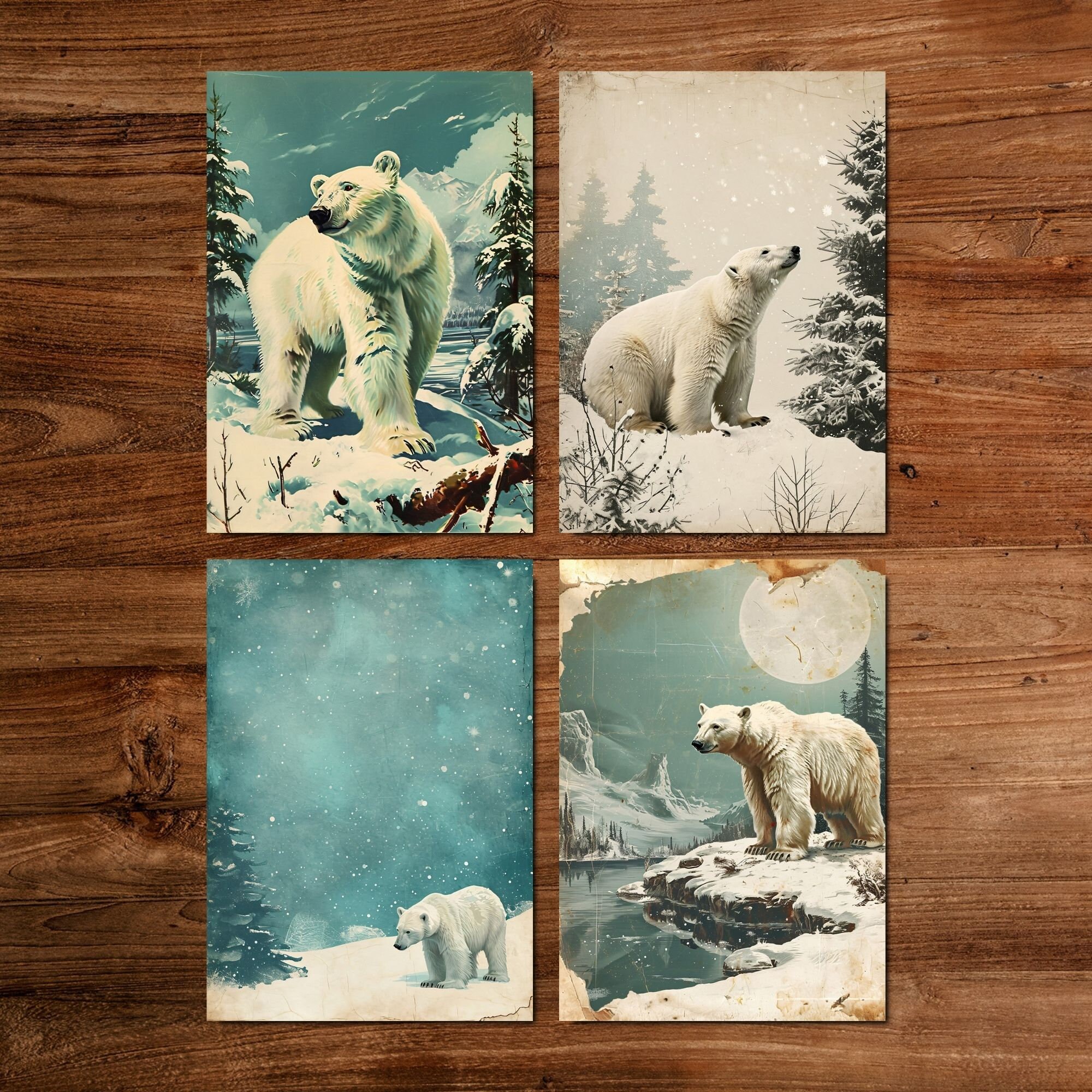Polar Bear Junk Journal: Vintage Antarctic Scrapbook Pages (digital ...