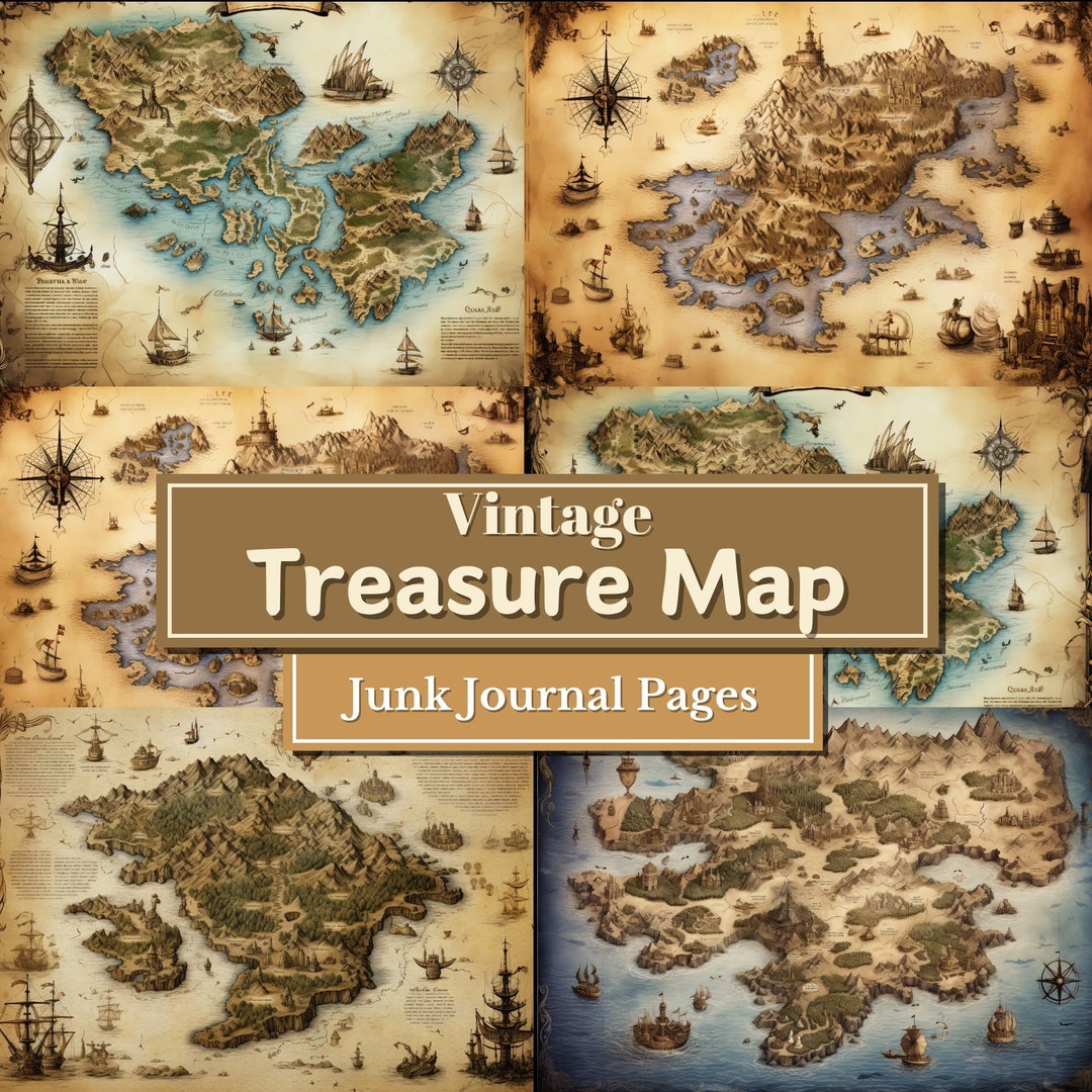 Printable Vintage Treasure Map: Pirate Junk Journal Kit (digital ...