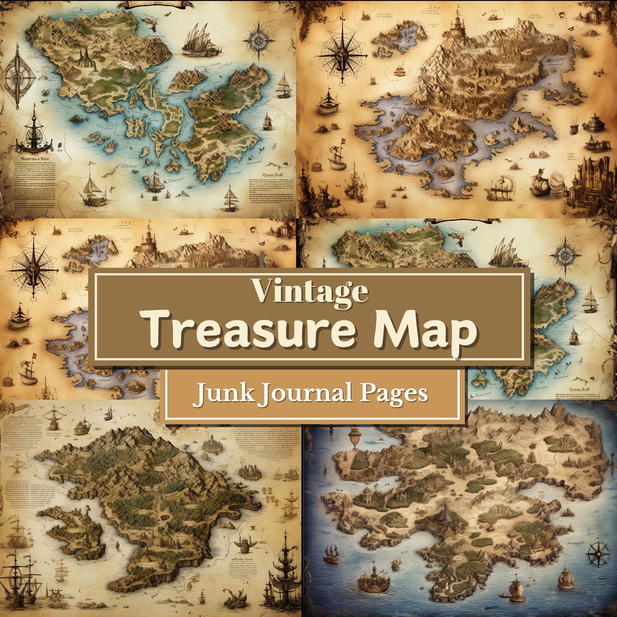 Printable Treasure Map, Junk Journal Kit, Printable Vintage Treasure ...