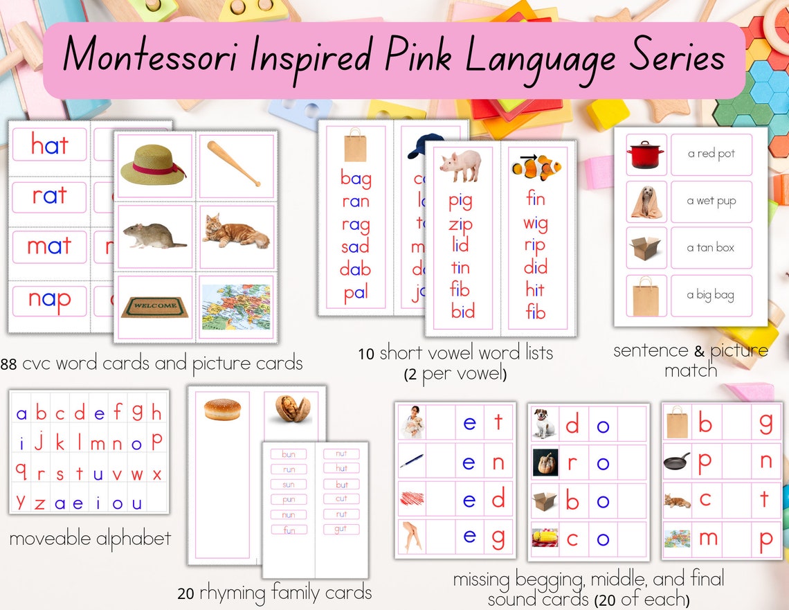 Montessori Inspired Pink Reading Series - Etsy