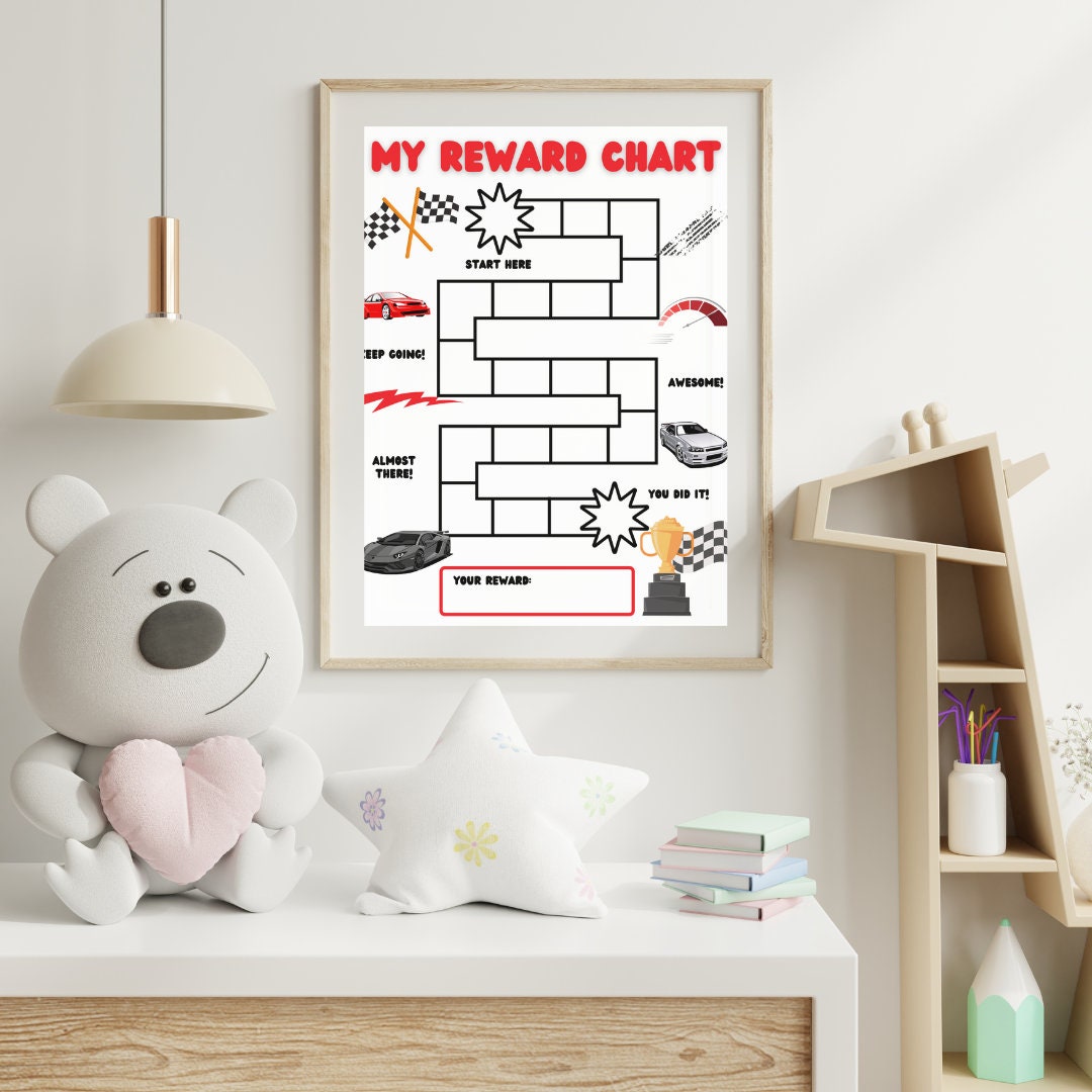 Kids Behavior Reward Chart- Race Car Behavior Chart- Sticker Chart ...