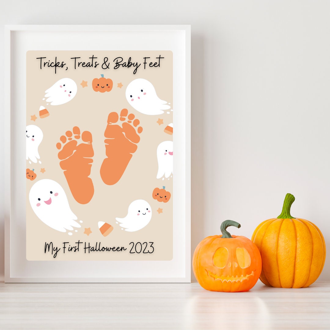 Baby's First 1st Halloween Footprint Art Craft, PRINTABLE | Cute ...