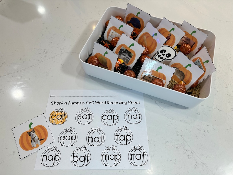 Fall Short a Words CVC Sensory Bin Cards - Etsy