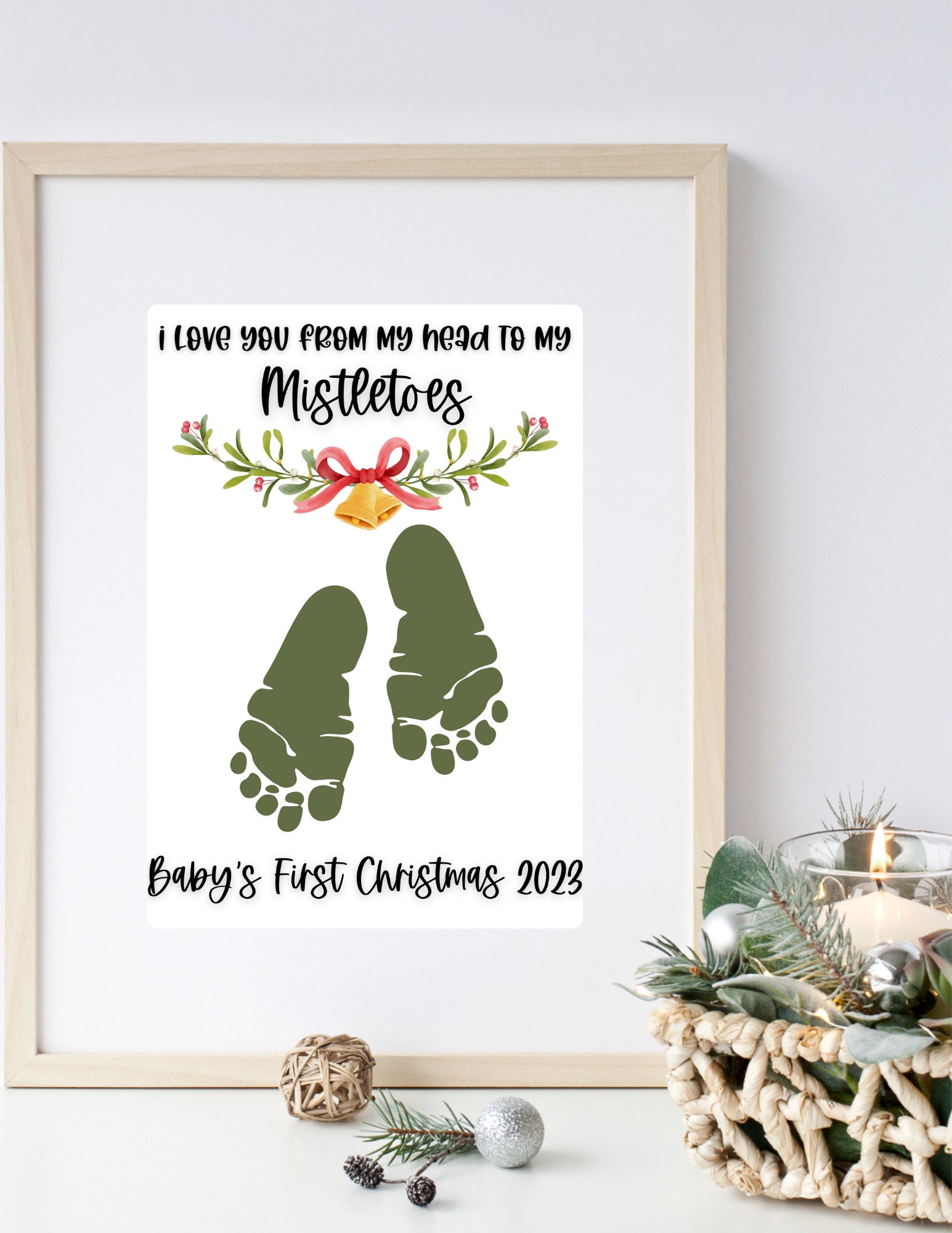 Christmas Daycare Craft, Footprint Mistletoe Art, Footprint Keepsake ...