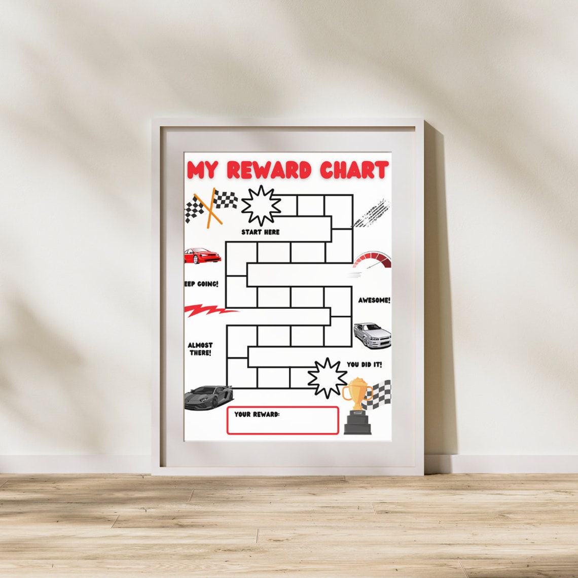 Kids Behavior Reward Chart- Race Car Behavior Chart- Sticker Chart ...