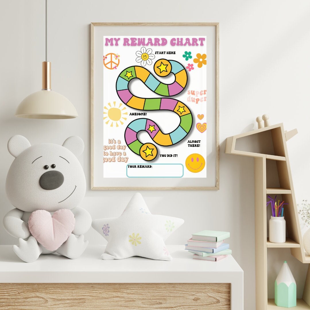 Kids Reward Sticker Chart- Retro - Etsy