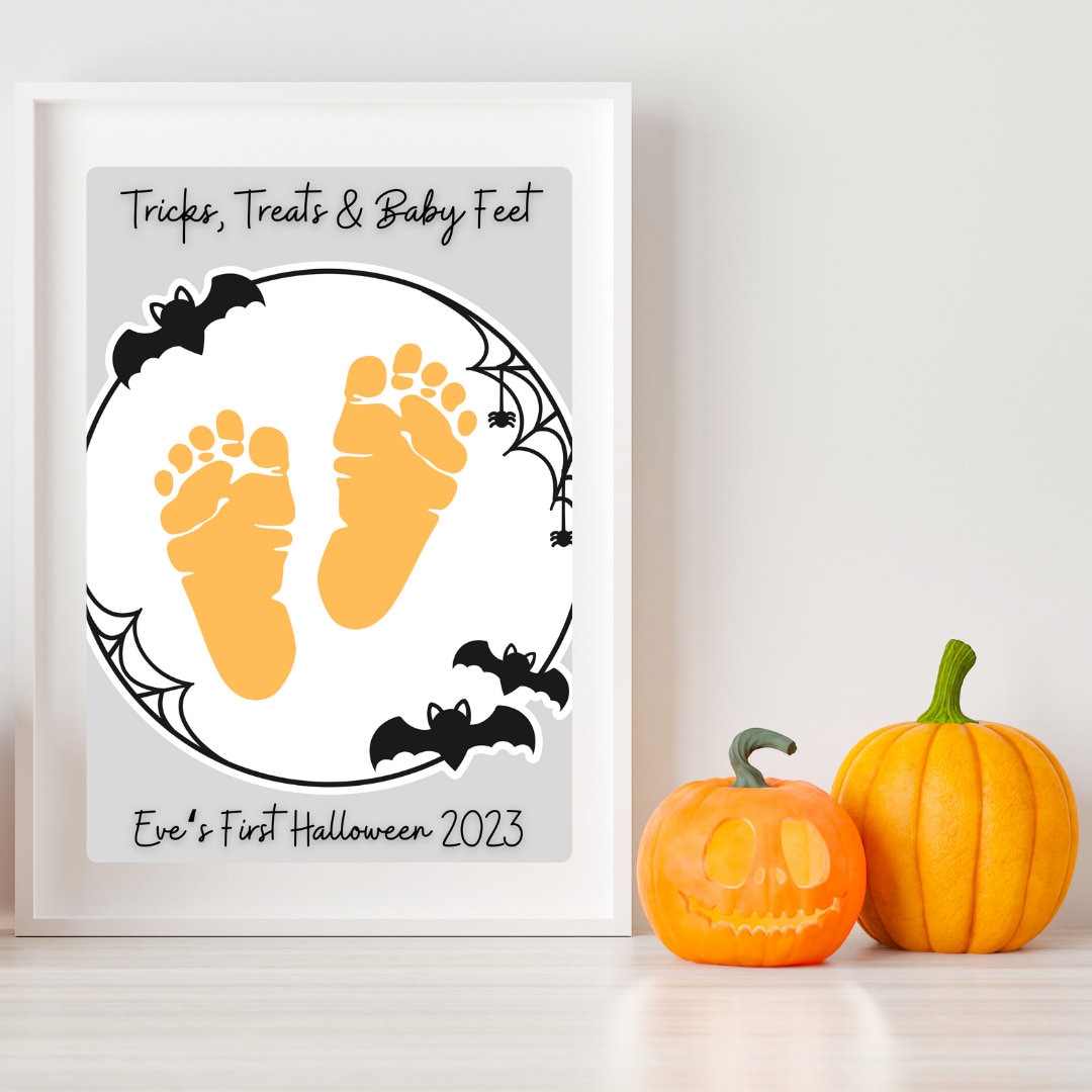 Baby's First 1st Halloween Customizable Footprint Art Craft, PRINTABLE ...