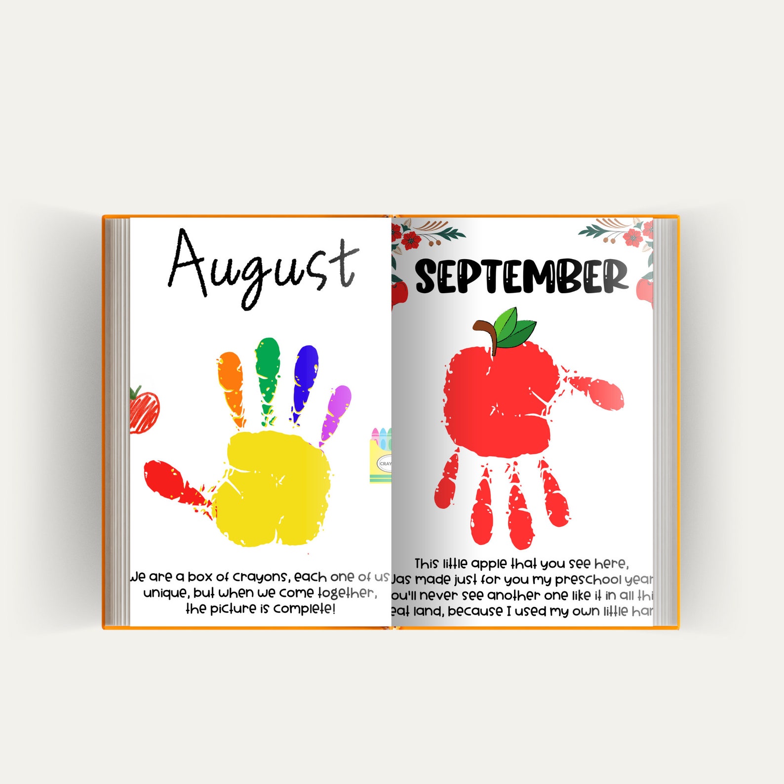 Handprint Memory Book Printable for Prek, Preschool Kindergarten 1st ...