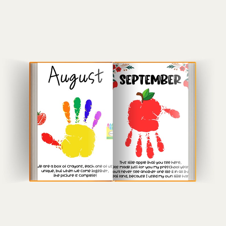 Handprint Memory Book Printable for Prek, Preschool Kindergarten 1st ...