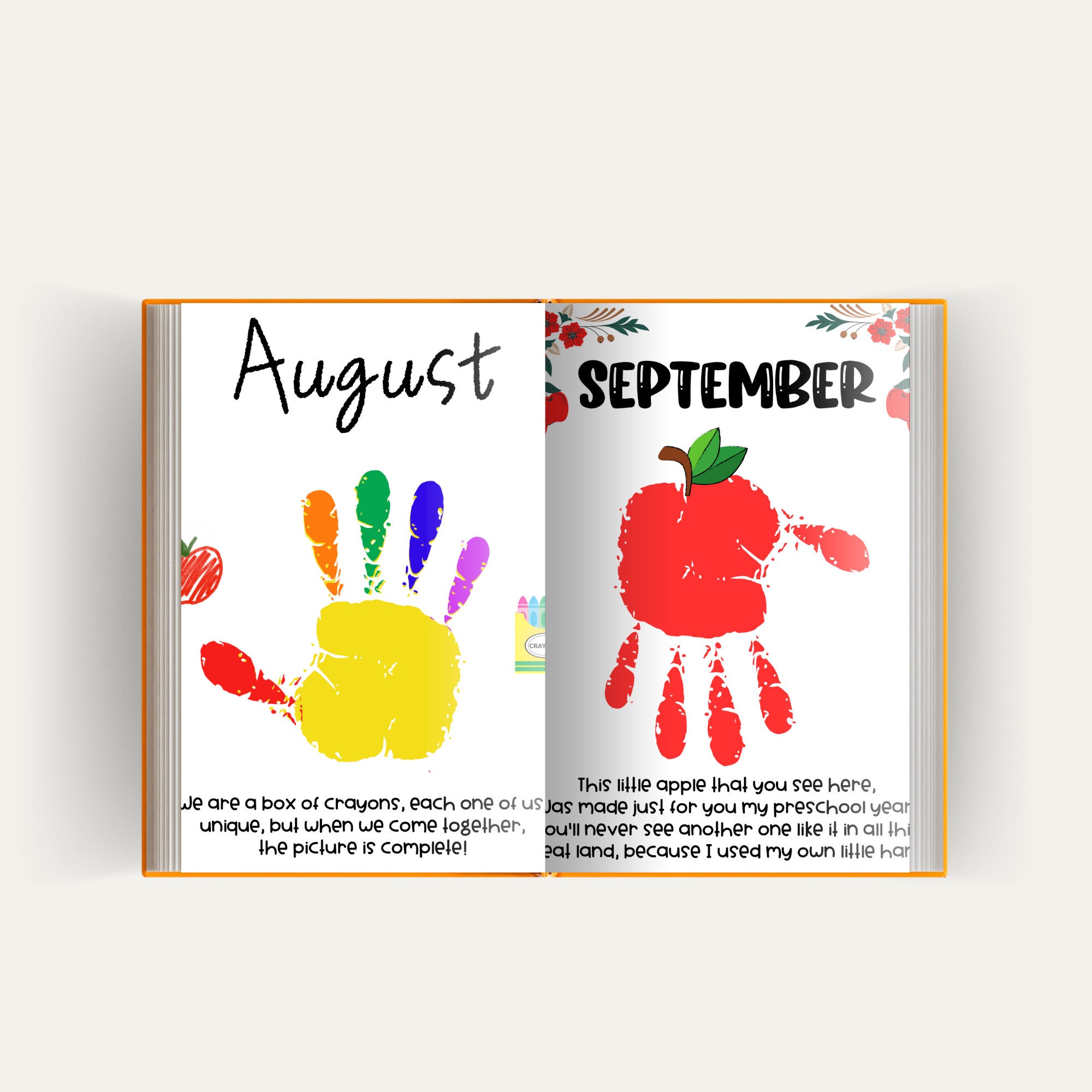 Handprint Memory Book Printable for Prek, Preschool Kindergarten 1st ...