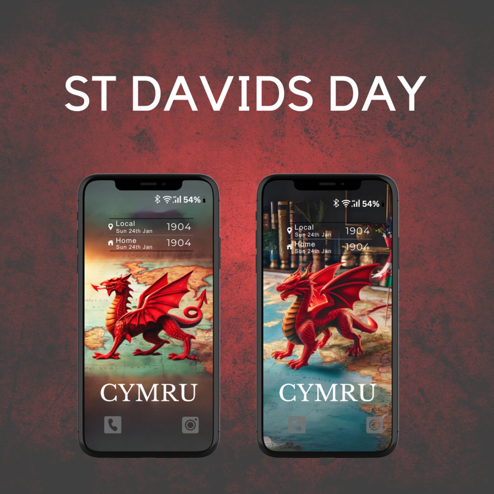 St. David's Day Phone Wallpaper: Welsh Dragon, Wales Colors - Digital ...