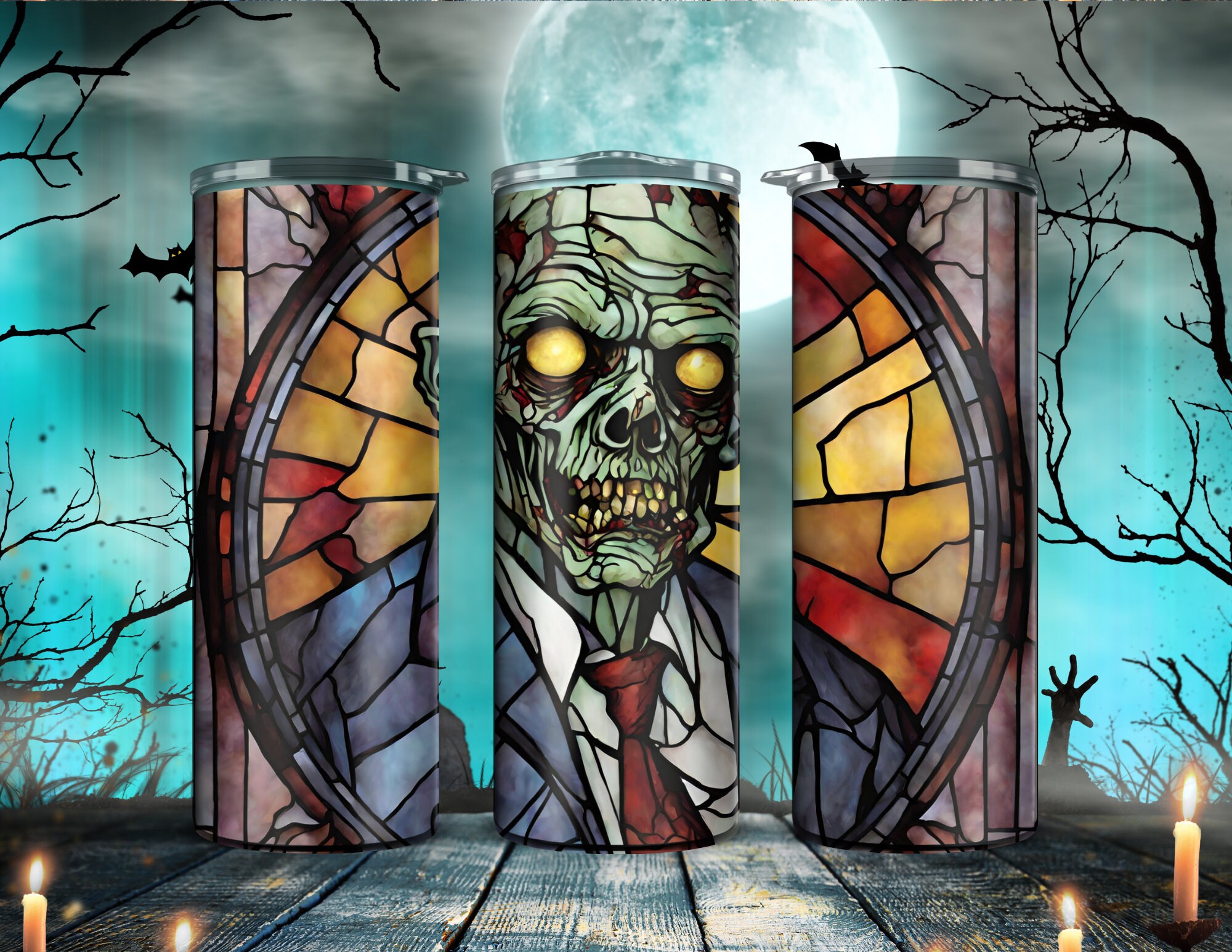 Zombie Stained Glass Halloween Monsters Tumbler Suit and Tie Creatures ...