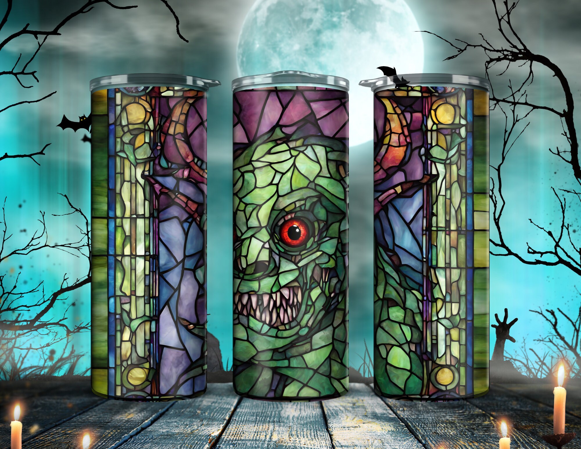 Gargoyles and Monsters Stained Glass Monsters Stainless Steel Tumbler ...