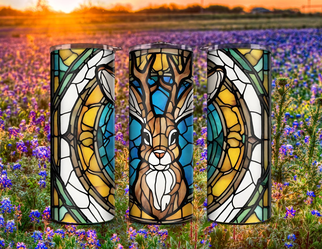 Jackalope Stained Glass Southern Folklore Tumbler Antlered Jack Rabbit ...