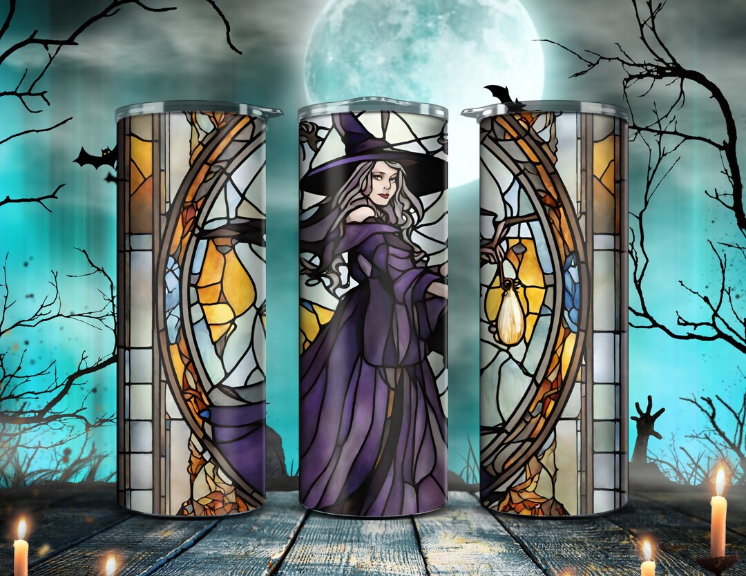 Witches and Wizards Stained Glass Style Stainless Steel Tumbler wiccan ...