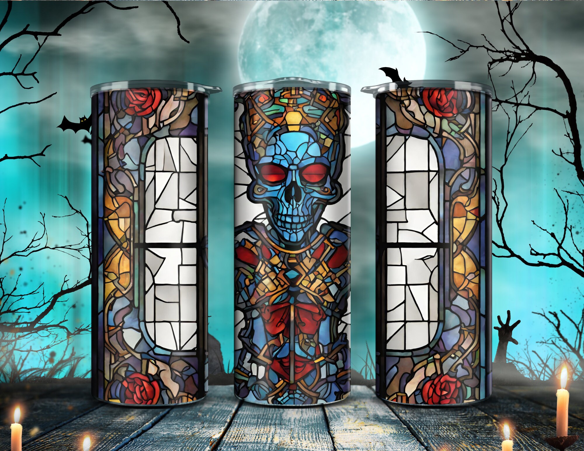 Creepy Skeletons Stained Glass Halloween Monsters - Etsy