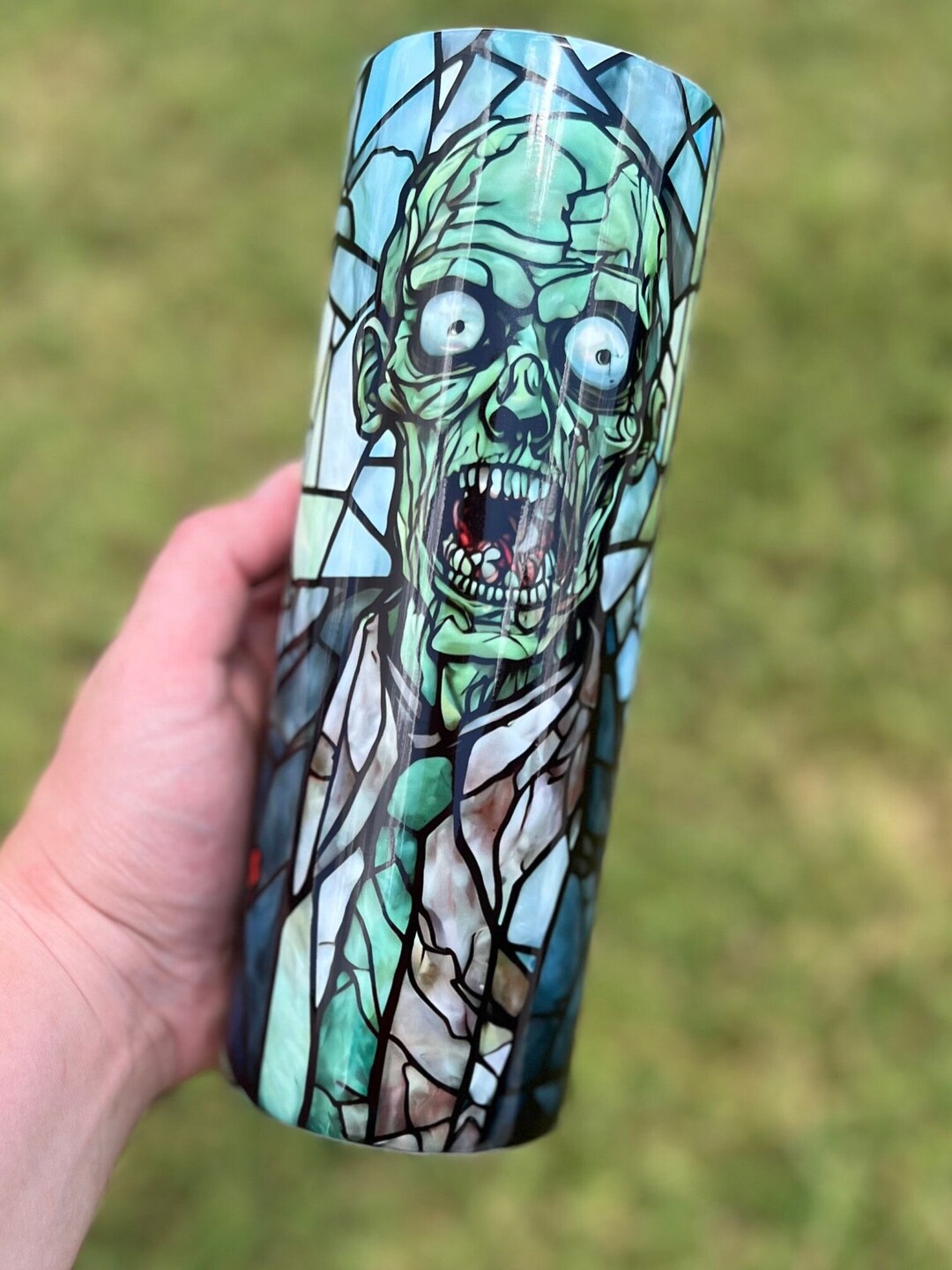 Zombie Stained Glass Halloween Monsters Tumbler- Suit and Tie Creatures ...