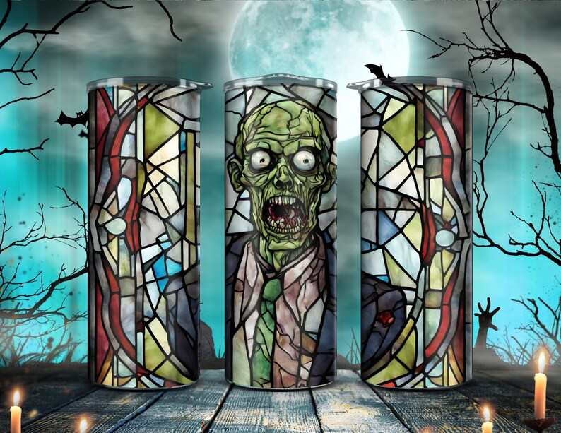Zombie Stained Glass Halloween Monsters Tumbler Suit and Tie Creatures ...