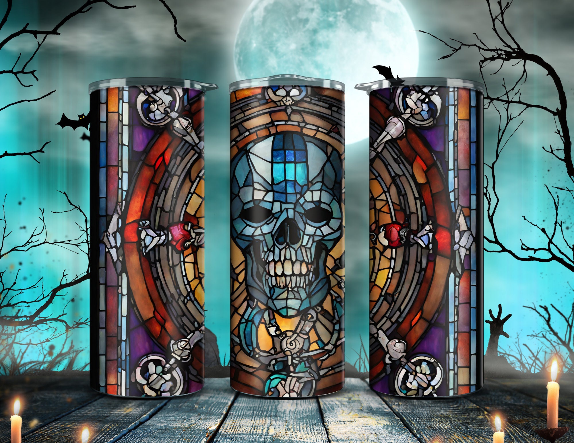 Creepy Skeletons Stained Glass Halloween Monsters - Etsy