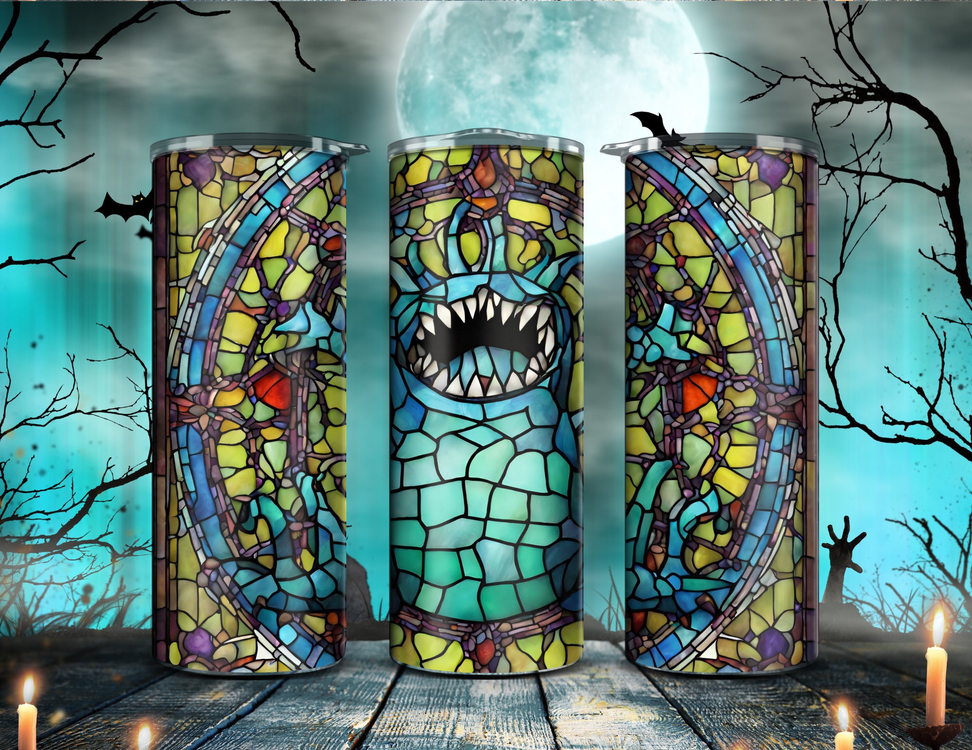 Gargoyles and Monsters Stained Glass Monsters Stainless Steel Tumbler ...