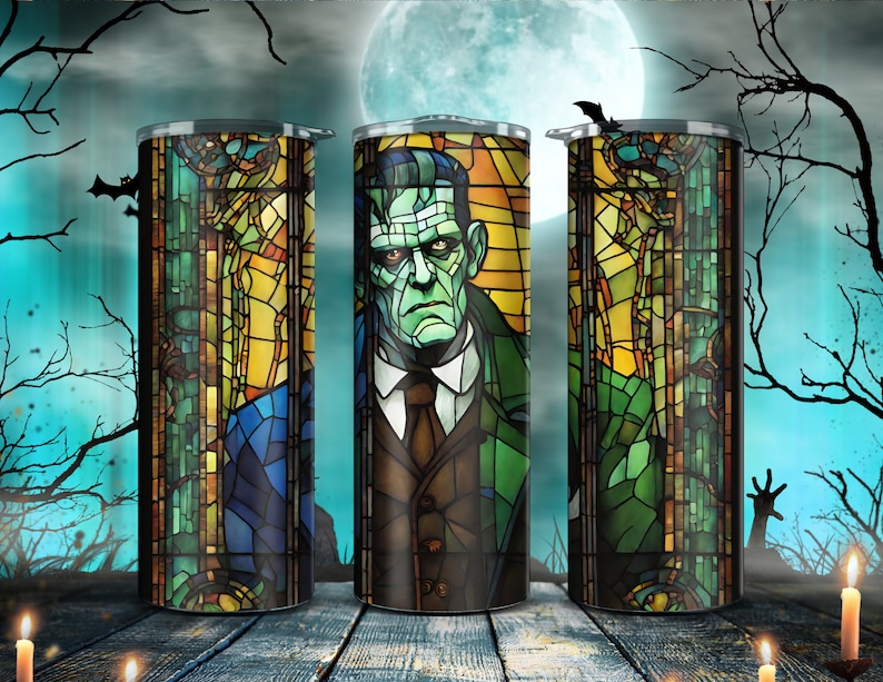 Frankenstein Stained Glass Monsters Tumbler Misunderstood Monsters, 3 ...