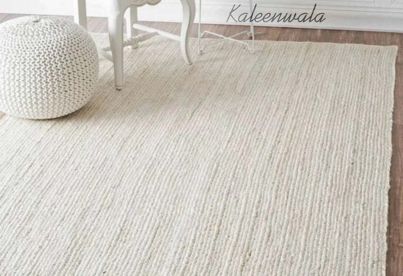 Custom Natural White Boho Jute Rug off White Jute Area Rug Ivory Beige ...