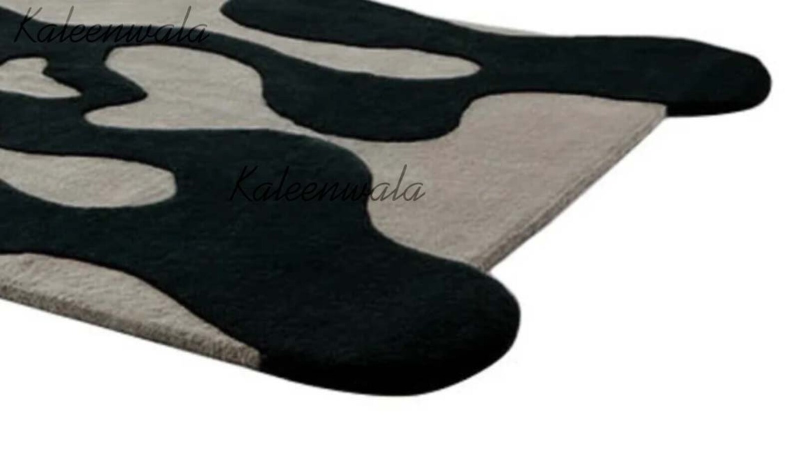 Custom Amoeba Grey Black Irregular Shaped Abstract Rug Aesthetic Rug ...