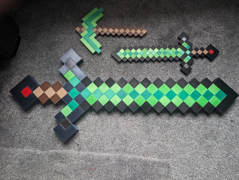 Minecraft Style Diamond Sword, Lifesize, Decoration 3d Printed - Etsy