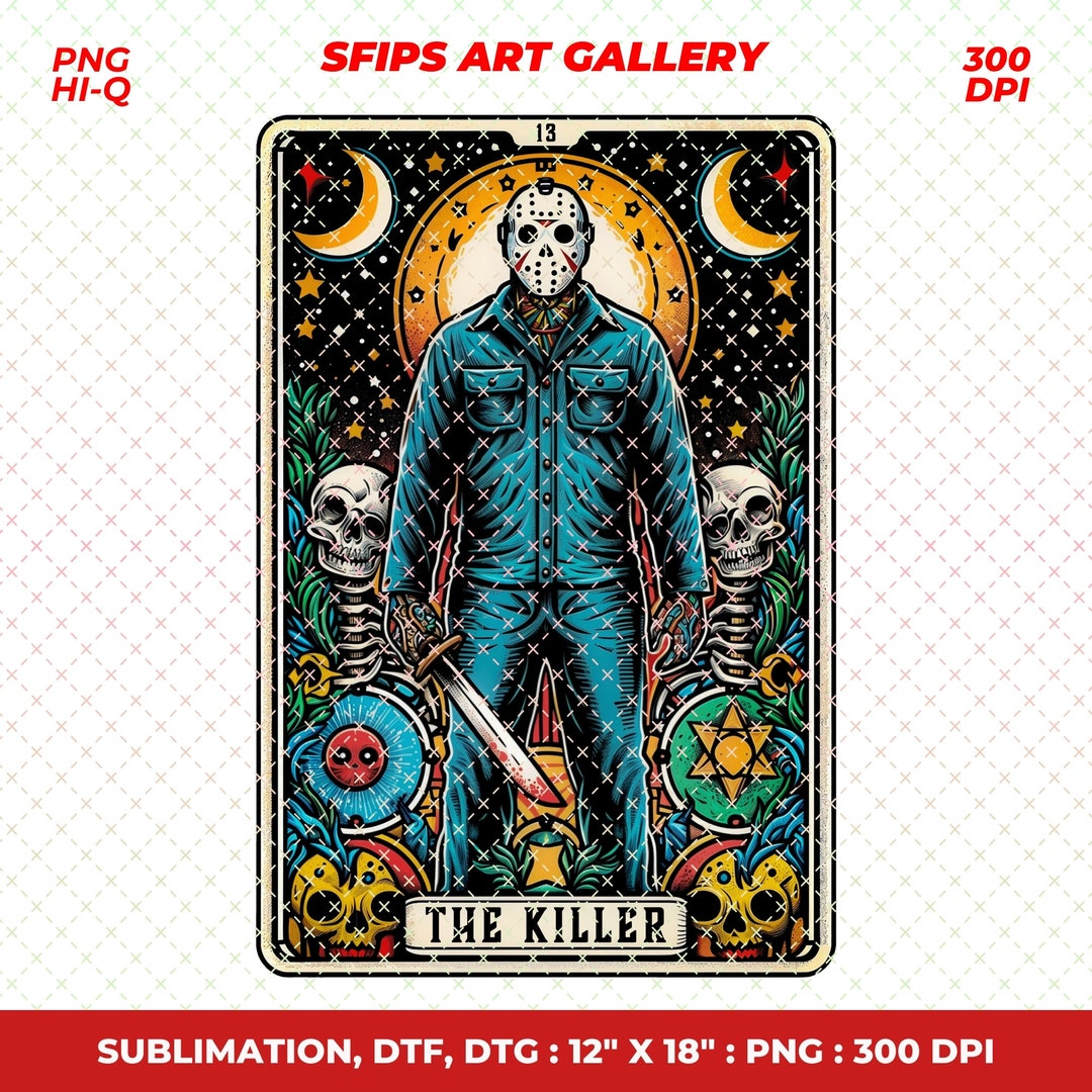 Jason the Killer Tarot Card PNG, Horror Fan Art, Horror Movie T-shirt ...