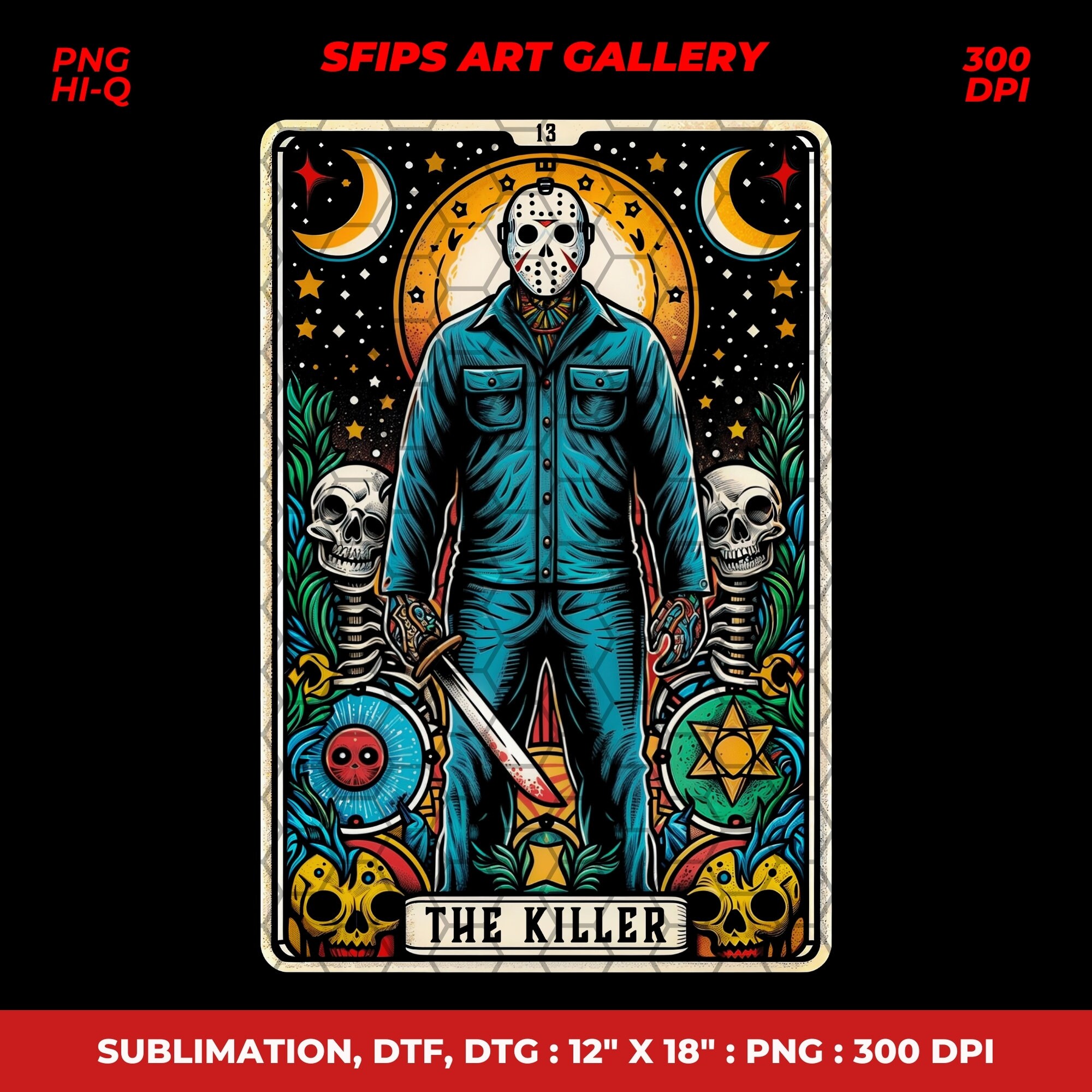 Jason the Killer Tarot Card PNG, Horror Fan Art, Horror Movie T-shirt ...