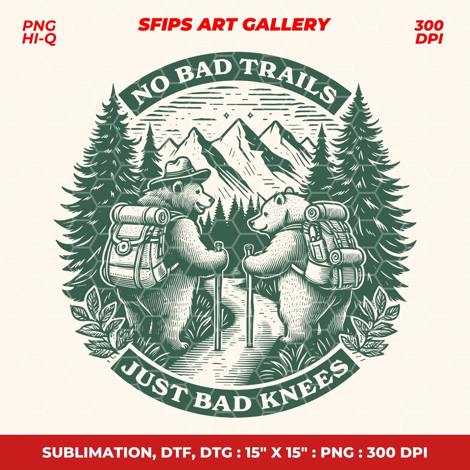 No Bad Trails Just Bad Knees, PNG File, Trendy Vintage Fun Outdoorsy ...