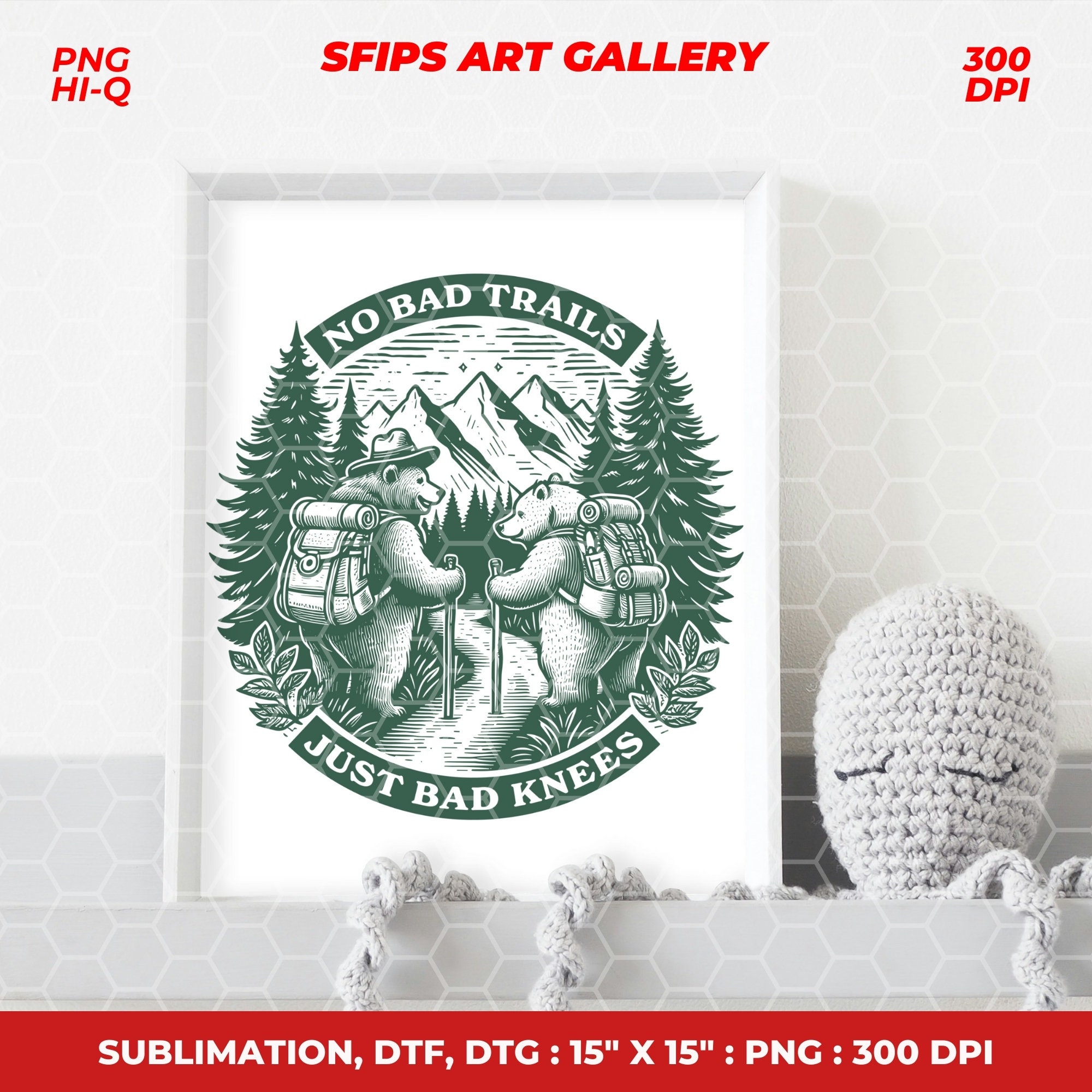 No Bad Trails Just Bad Knees, PNG File, Trendy Vintage Fun Outdoorsy ...